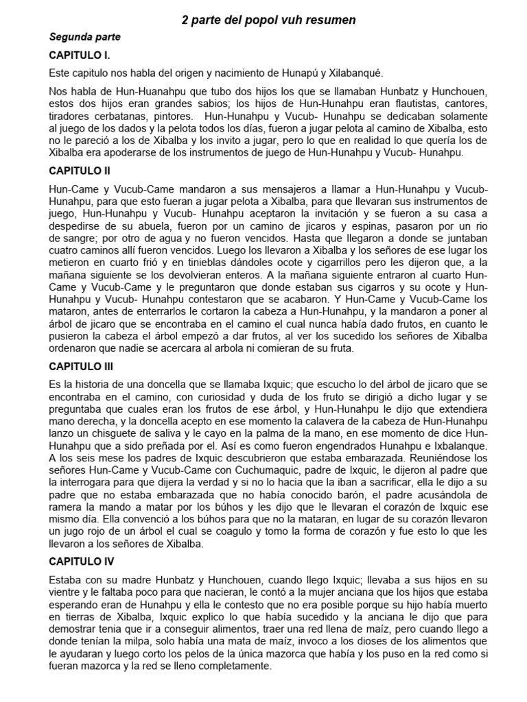 2 Parte Del Popol Vuh Resumen | PDF | Civilización maya