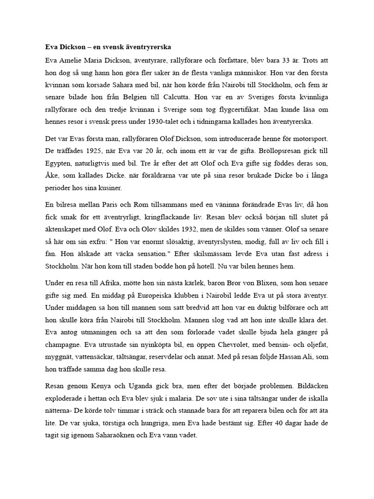 Eva Dickson Text | PDF