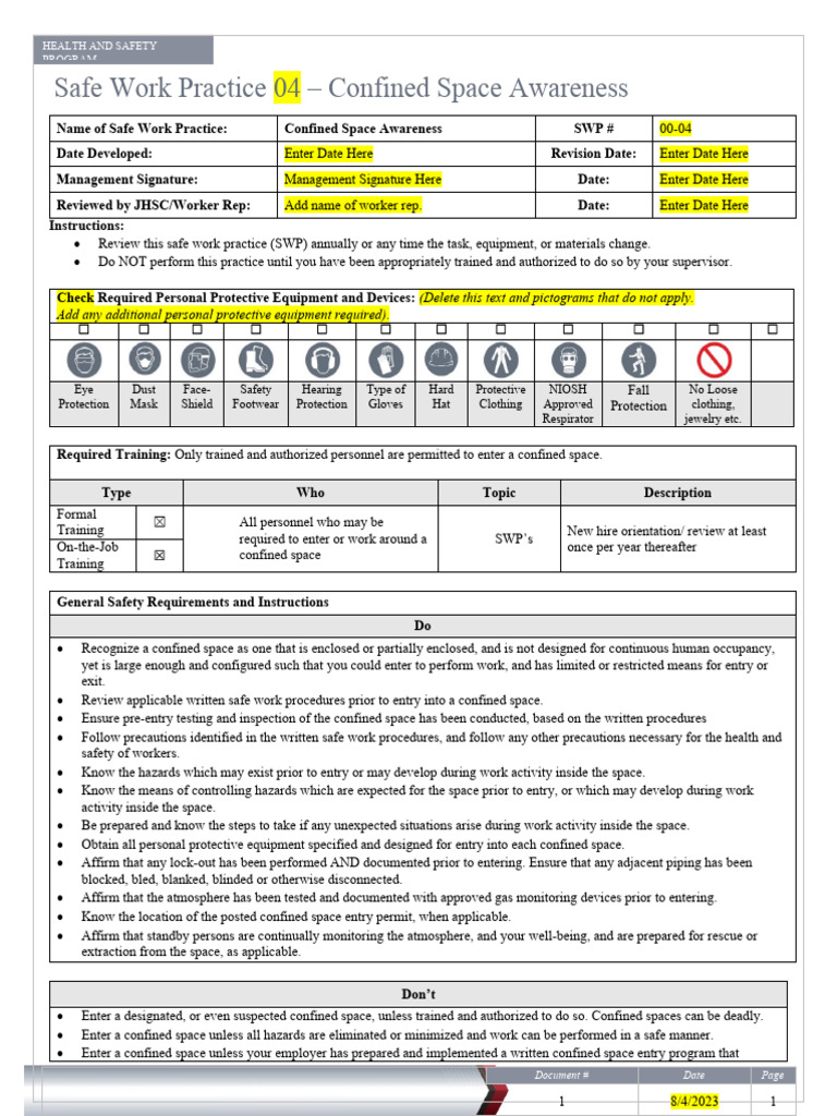 004 Confined Space Awareness | PDF | Personal Protective Equipment ...