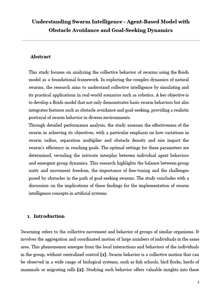 Swarm Intelligence: Boids Model Analysis | PDF