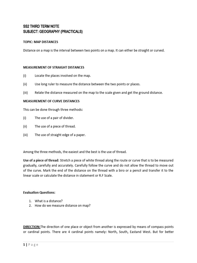 SS2 Third Term Geo Note | PDF | Geographic Information System | Contour Line
