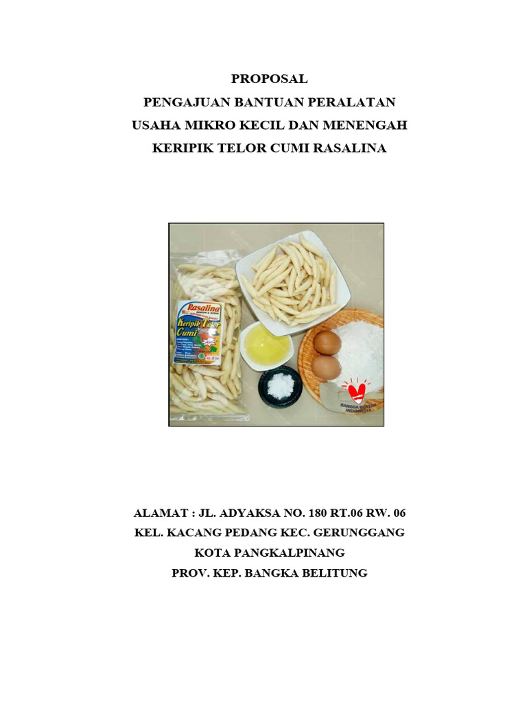 Proposal Bantuan Peralatan UMKM Kritcu | PDF | Memasak, Makanan, & Anggur