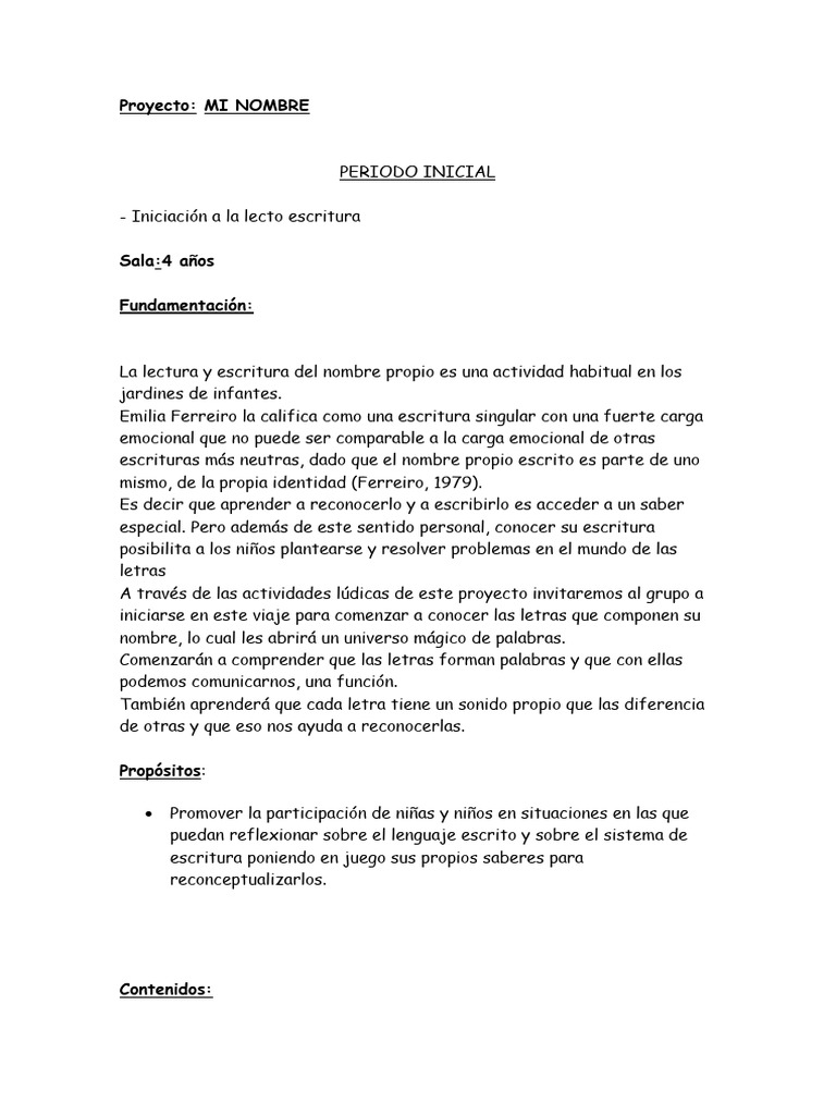 Proyecto Conocemos Las Letras de Mi Nombre y Las Letras Del Abc PCIA ...