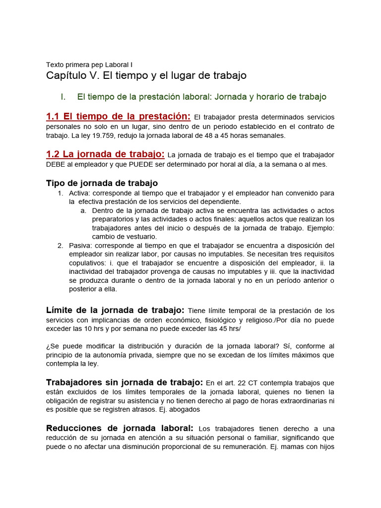 Derecho Laboral I | PDF | Derecho laboral | Tiempo de trabajo