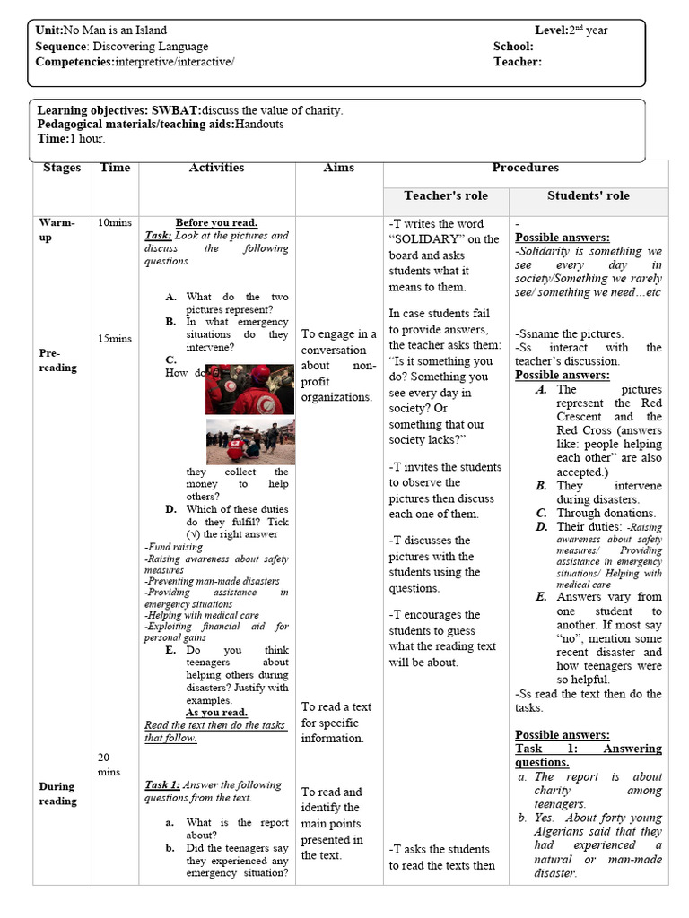 Teaching Charity through Reading Activities | PDF | Teachers | Human ...