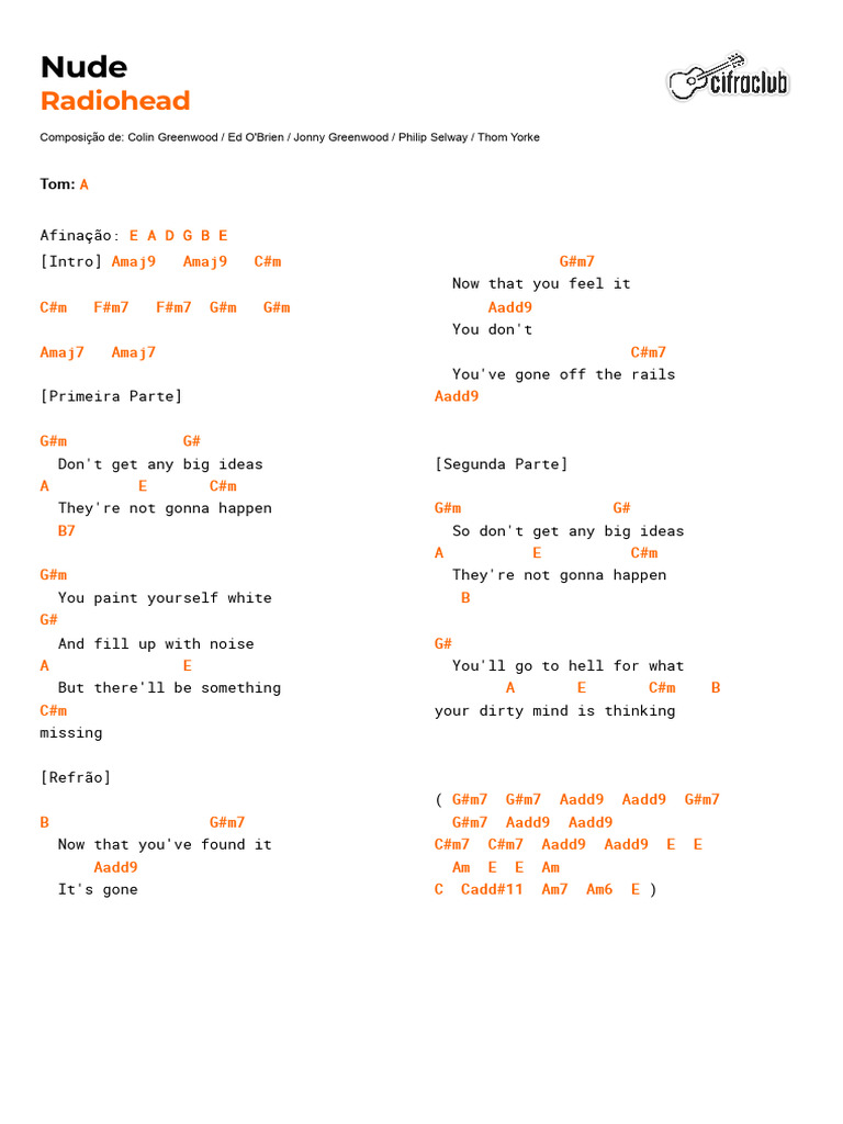 Cifra Club - Radiohead - Nude | PDF | Rock Songs | British Rock Musicians