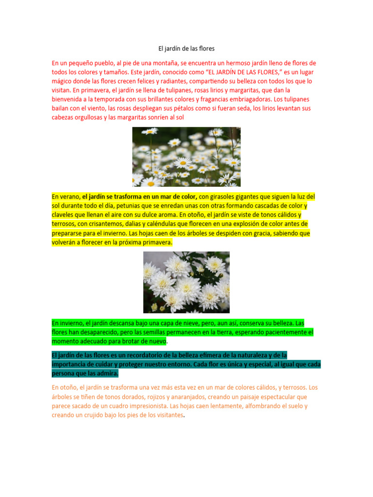 El Jardín de Las Flores | PDF | Temporada de primavera) | Invierno