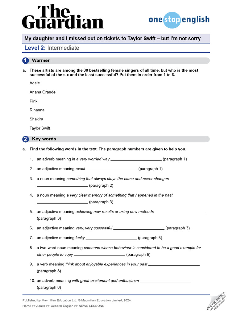 Missing Taylor Swift Tickets: A Mother's Reflection | PDF | Adjective ...