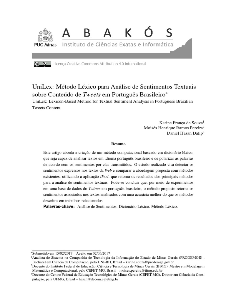 Análise de Sentimentos em Tweets em Português | PDF | Palavra | Método ...