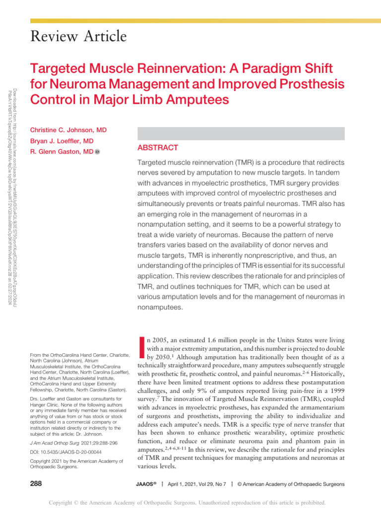 Targeted Muscle Reinnervation A Paradigm Shift.3 | PDF | Prosthesis ...