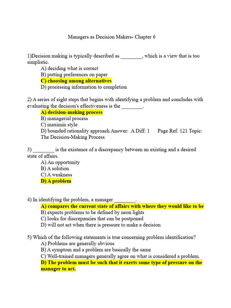 Principle Management-Chapter 6 | PDF | Decision Making | Behavioural Sciences