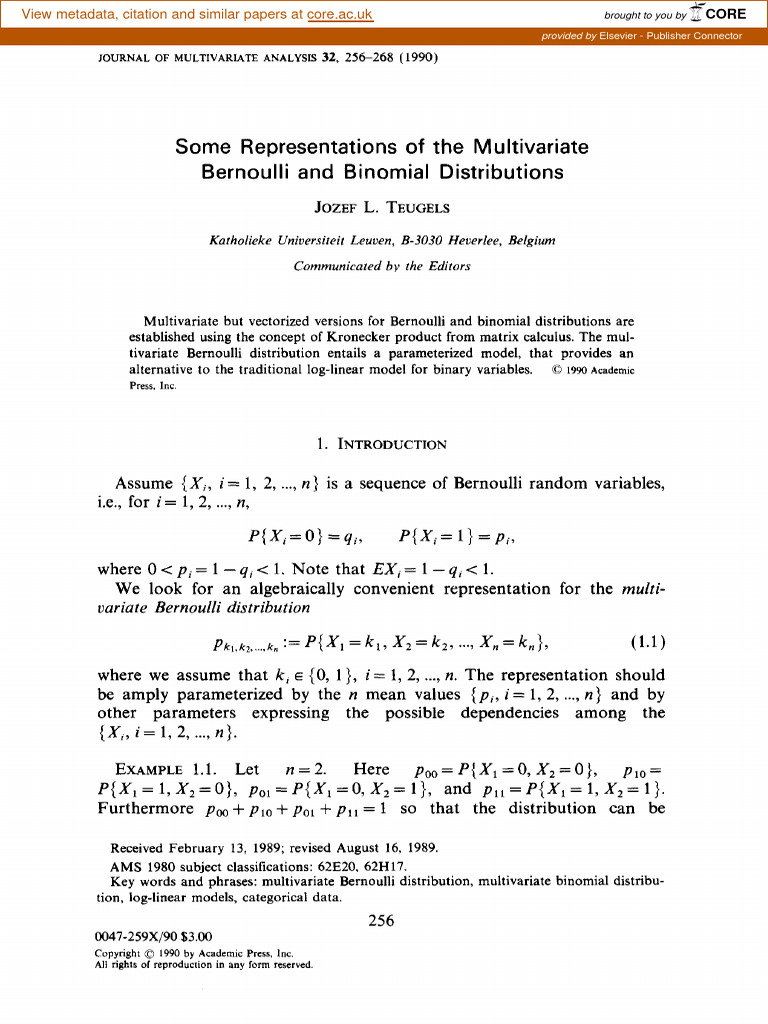 Some Representations of The Multivariate Bernoulli and Binomial Distributions | PDF | Logistic ...