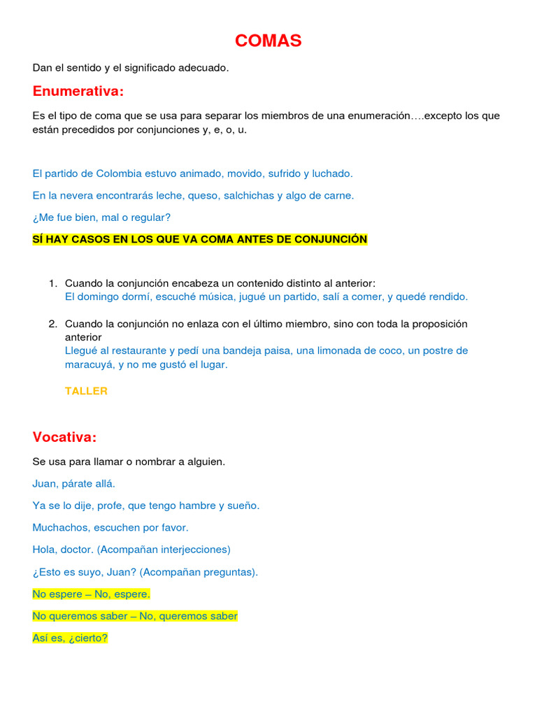 Tipos de Comas | PDF