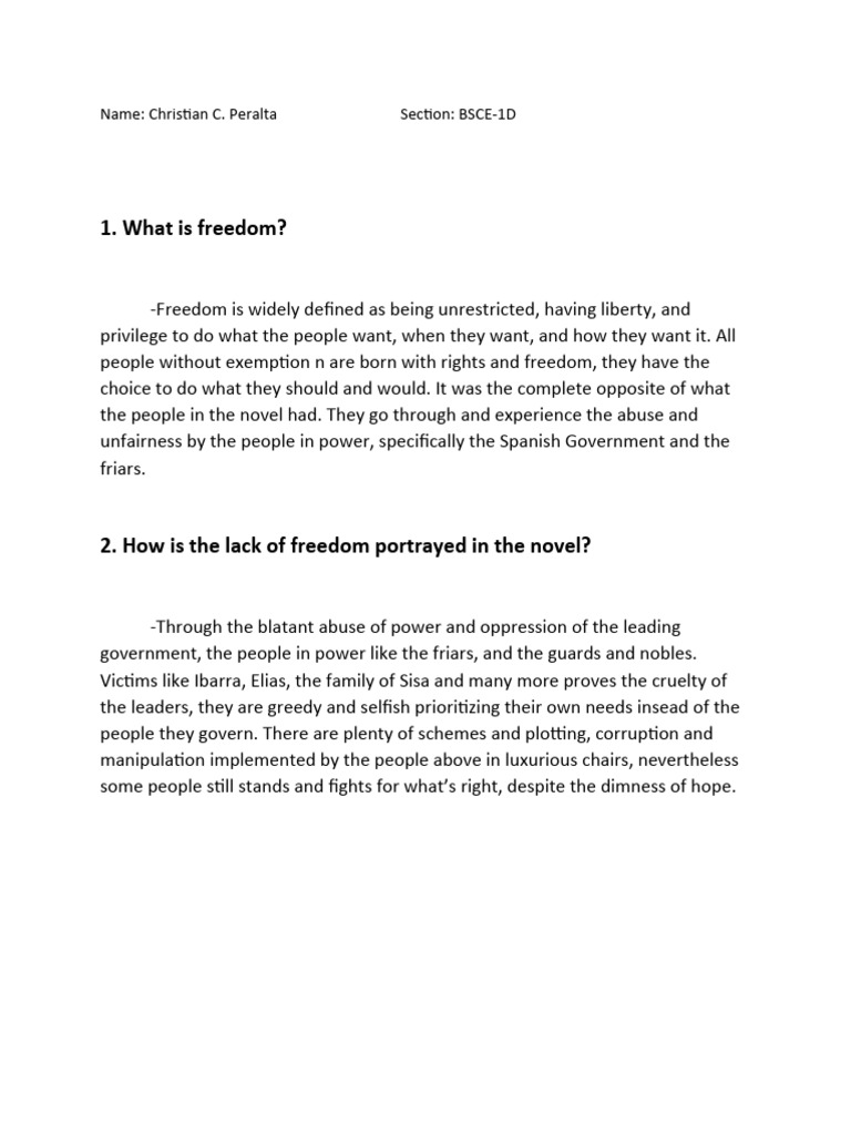 Freedom and Oppression in Rizal's Novels | PDF