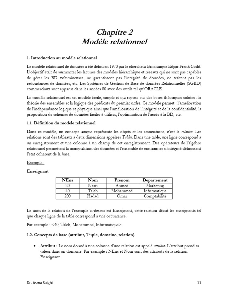 Modèle Relationnel | PDF | SQL | Modèle relationnel