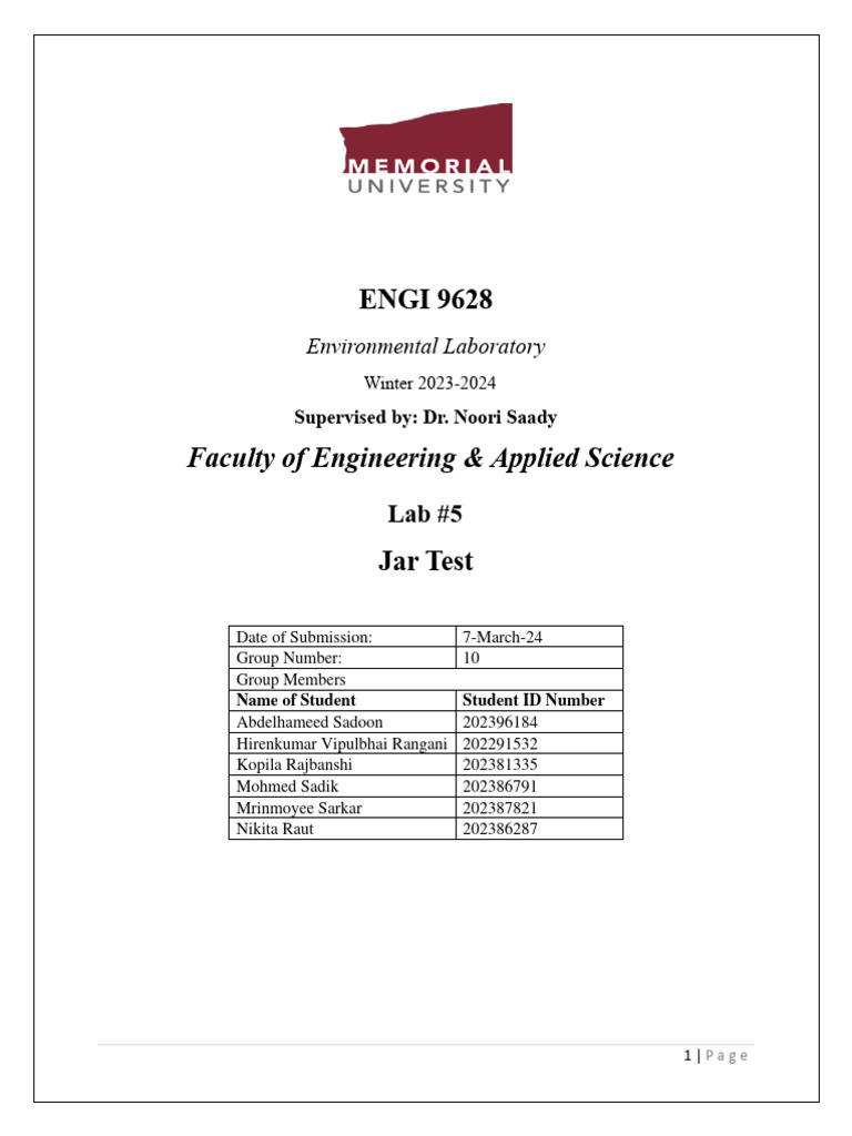 Lab 5 Jar Test Report | PDF | Water Purification