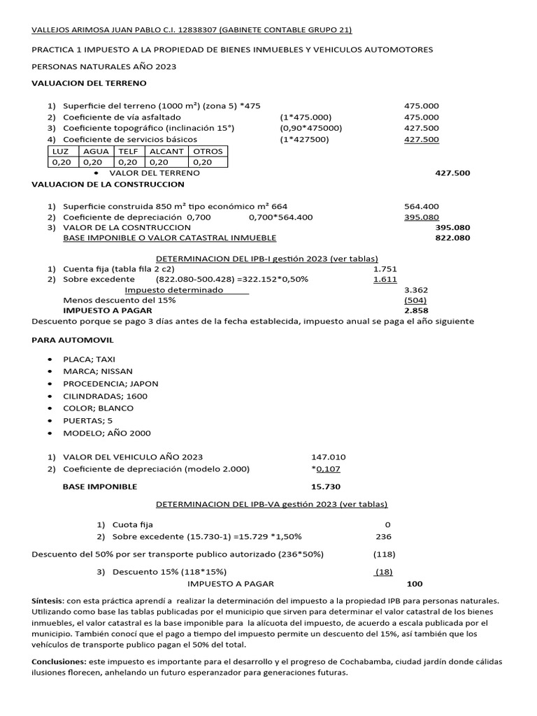 Practica 1 Ibp I Ipb Va | Descargar gratis PDF | Impuestos | Comercio