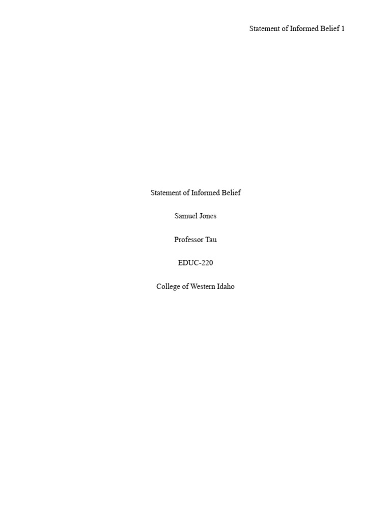 statement of informed belief educ-220 | PDF | Learning | Pedagogy