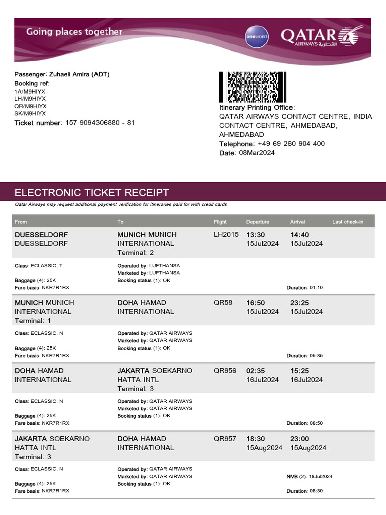 Your Electronic Receipt | PDF | Airlines | Aviation