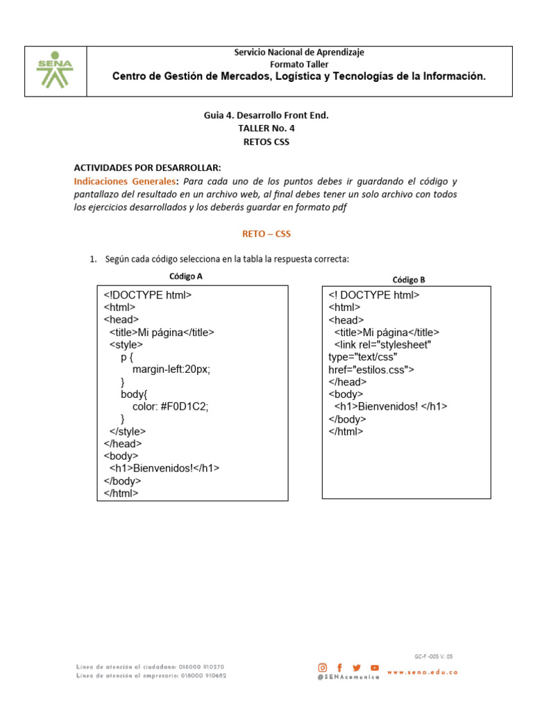 04 18 Taller Retos CSS | PDF | HTML | Red mundial