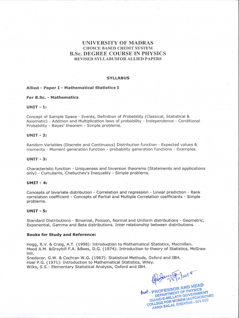 M1 M2 Syllabus | PDF | Probability Distribution | Statistics