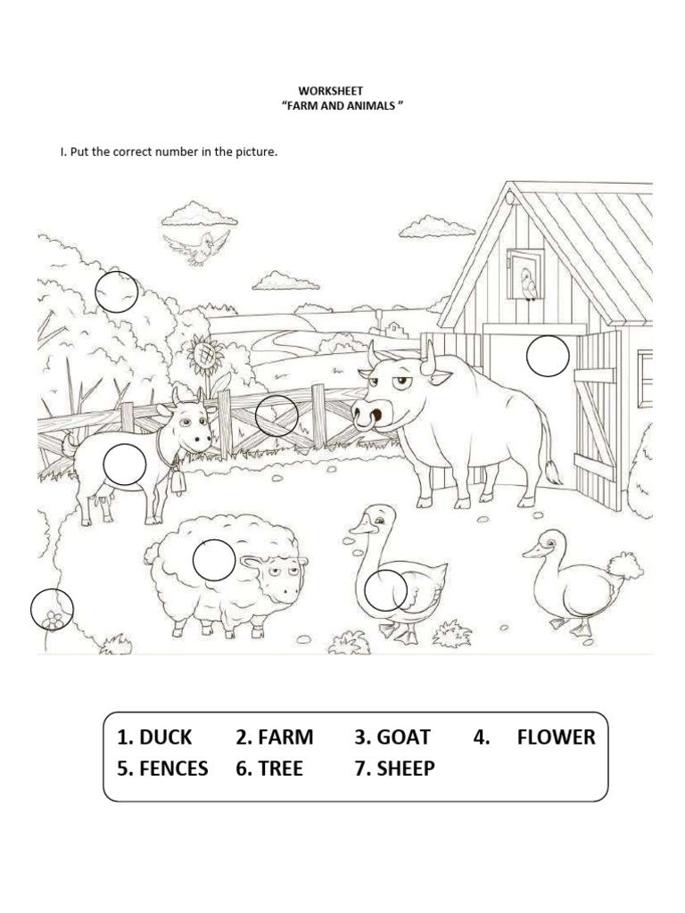 Farm Animals and Elements Worksheet | PDF