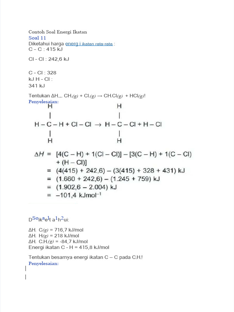 PDF Contoh Soal Energi Ikatan - Compress | PDF