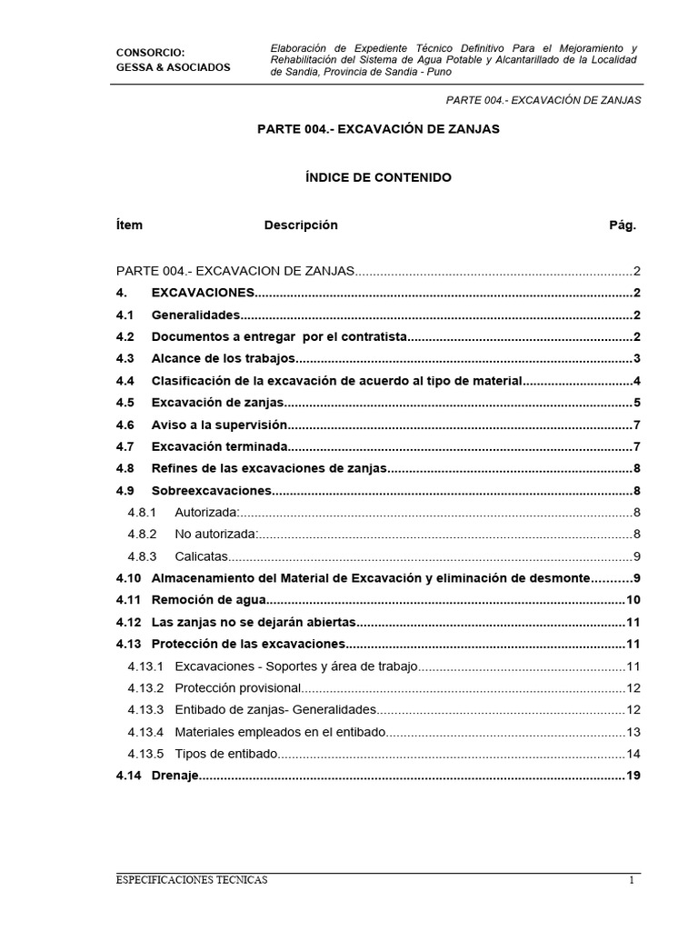 004 Et Excavacion de Zanjas | PDF | Alcantarillado | Agua
