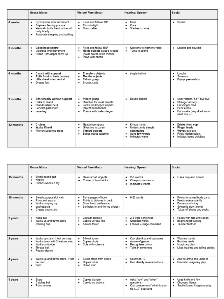 Developmental Checklists | PDF