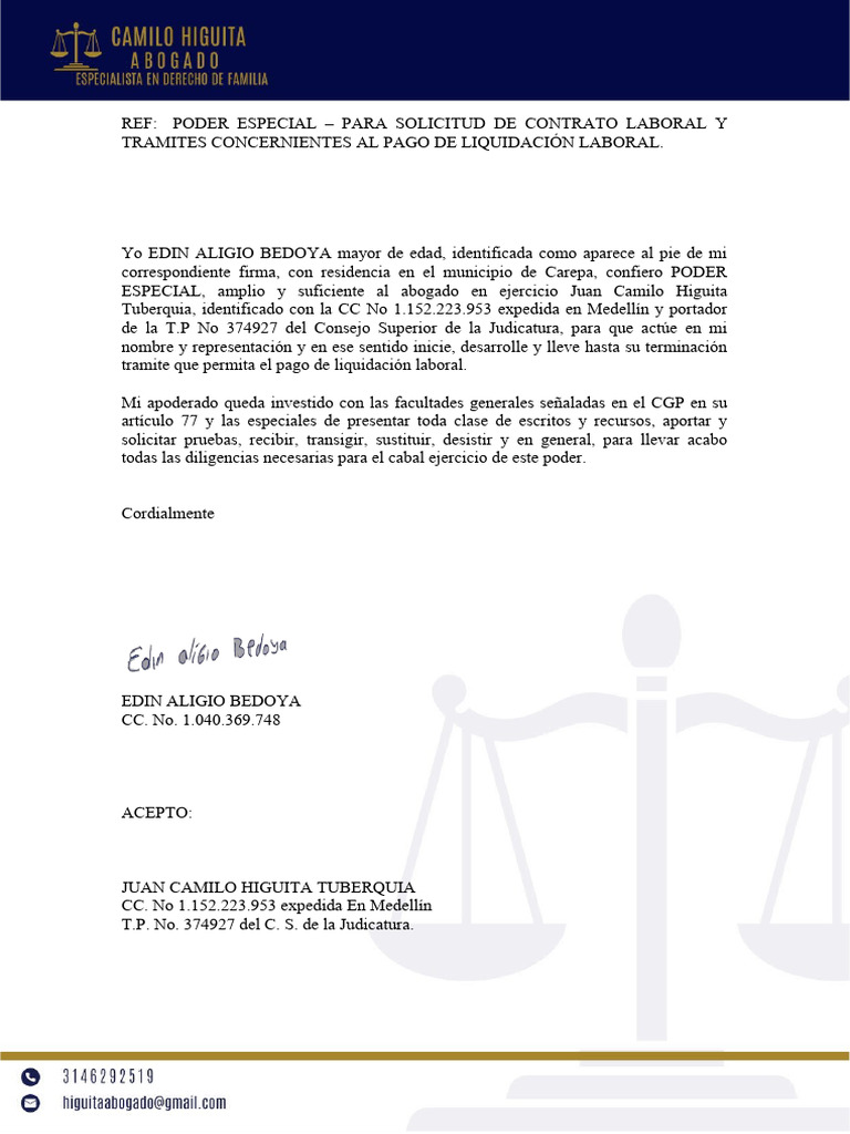 Poder Laboral EDIN BEDOYA | PDF