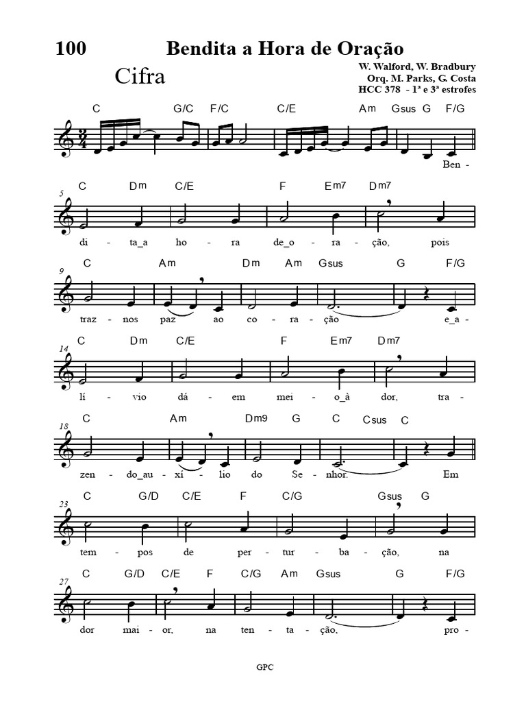 100 - Bendita A Hora de Oração - Cifra | PDF