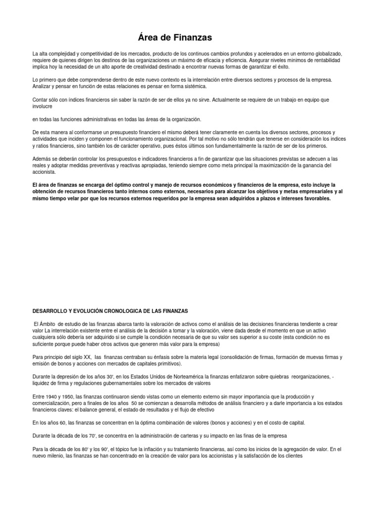 Área de Finanzas | PDF | Business | Bancos