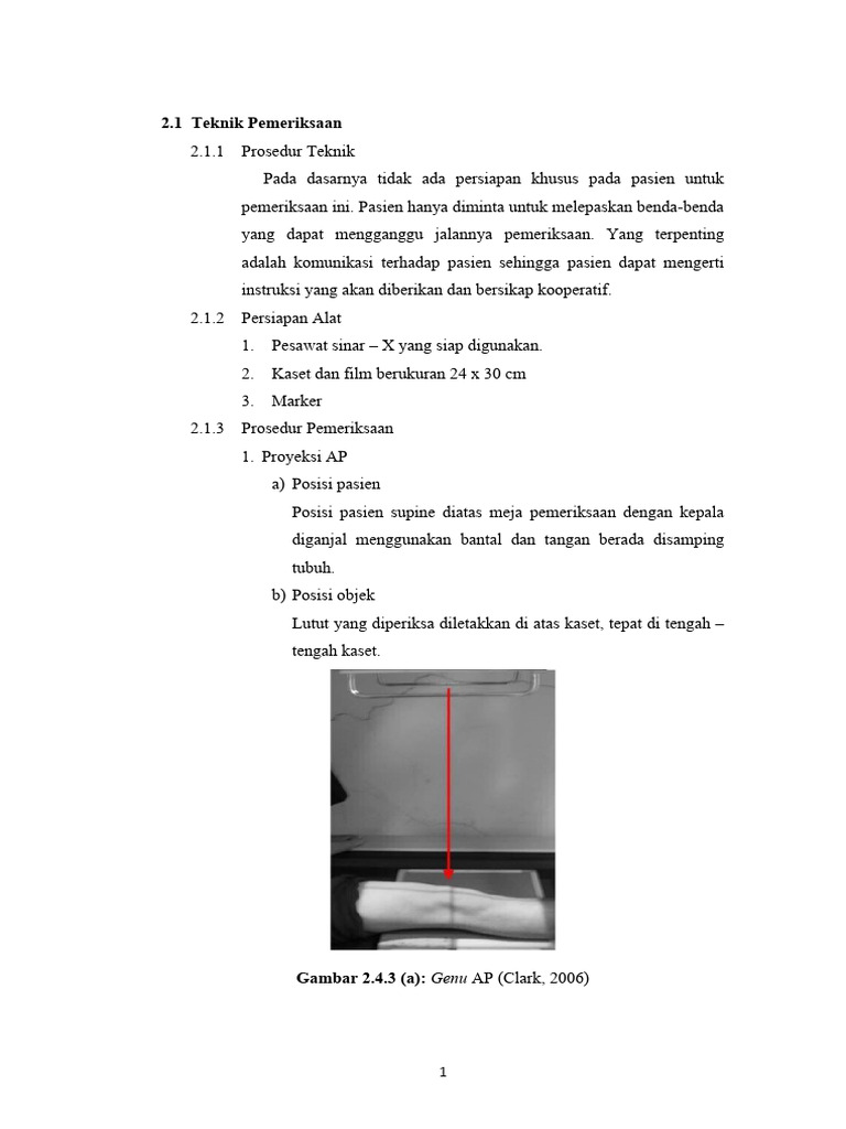 Teknik Pemeriksaan Radiologi Genu | PDF | Metode & Bahan Ajar