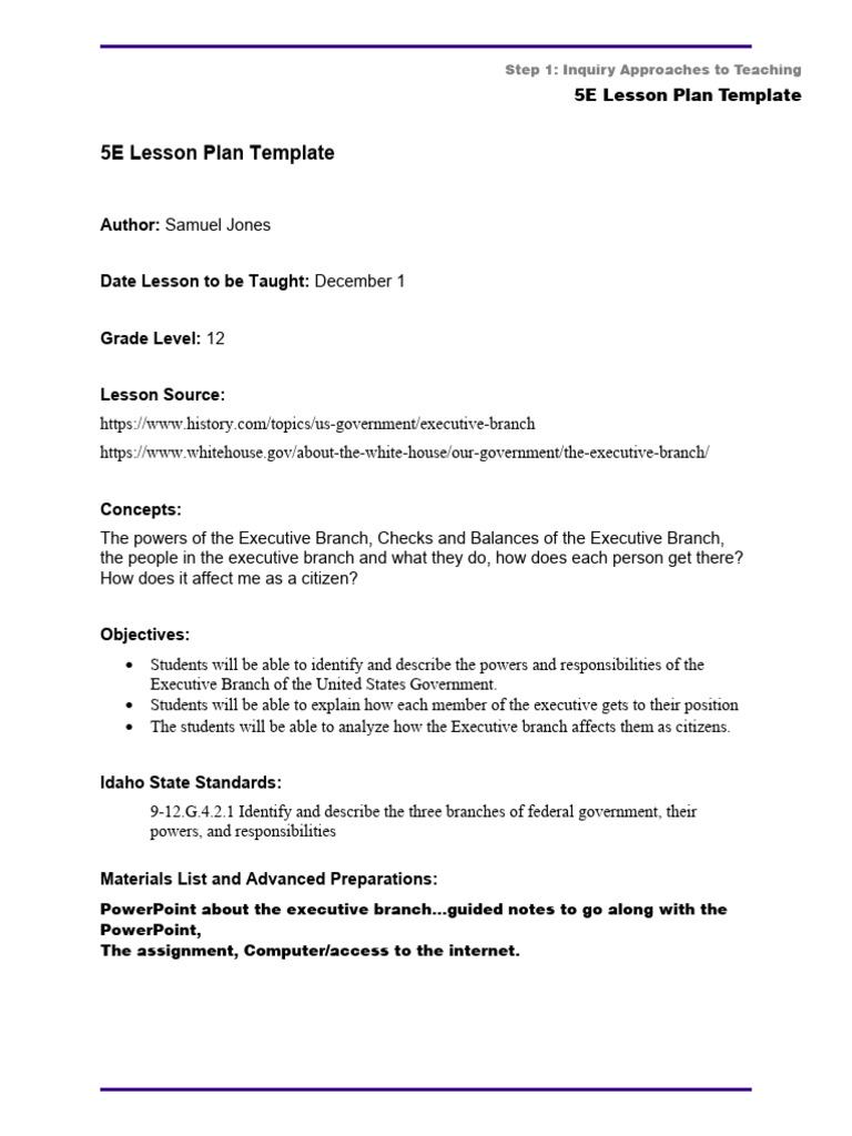 5e Lesson Plans 1 | PDF | Lesson Plan | Teachers