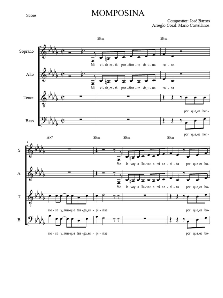 Momposina - Partitura Coral - Estrofa 1 | PDF