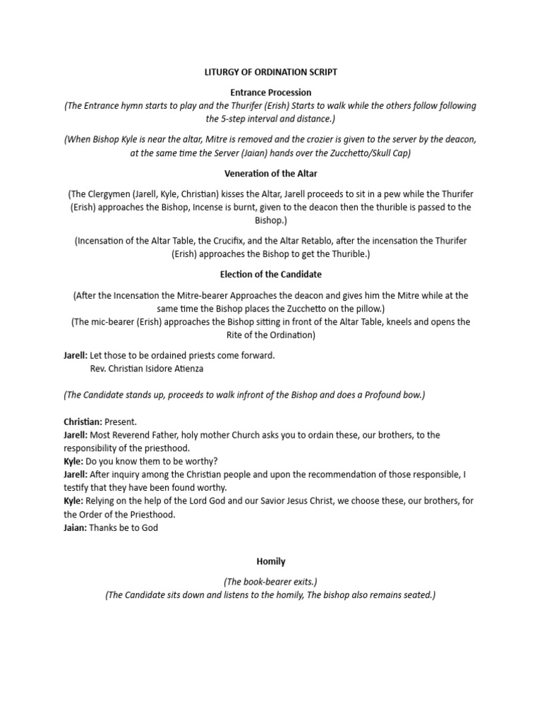 Script CL | PDF | Bishop | Altar