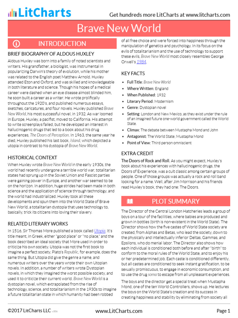 Overview of Aldous Huxley's "Brave New World" | PDF