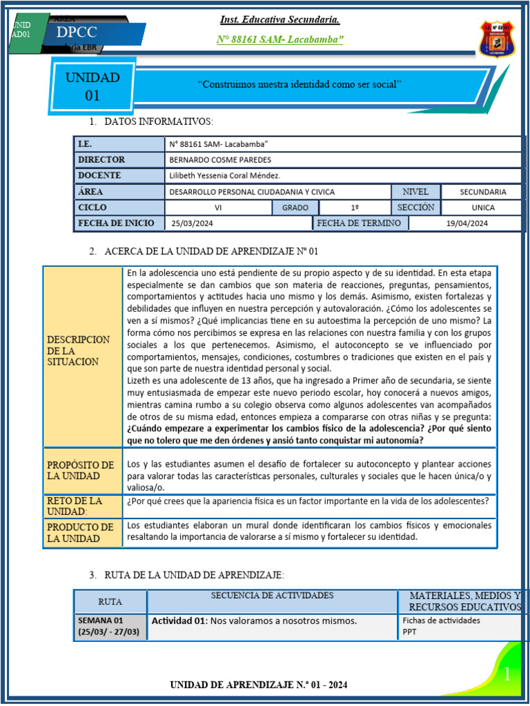 1º DPCC - Und.1 | PDF | Aprendizaje | Evaluación