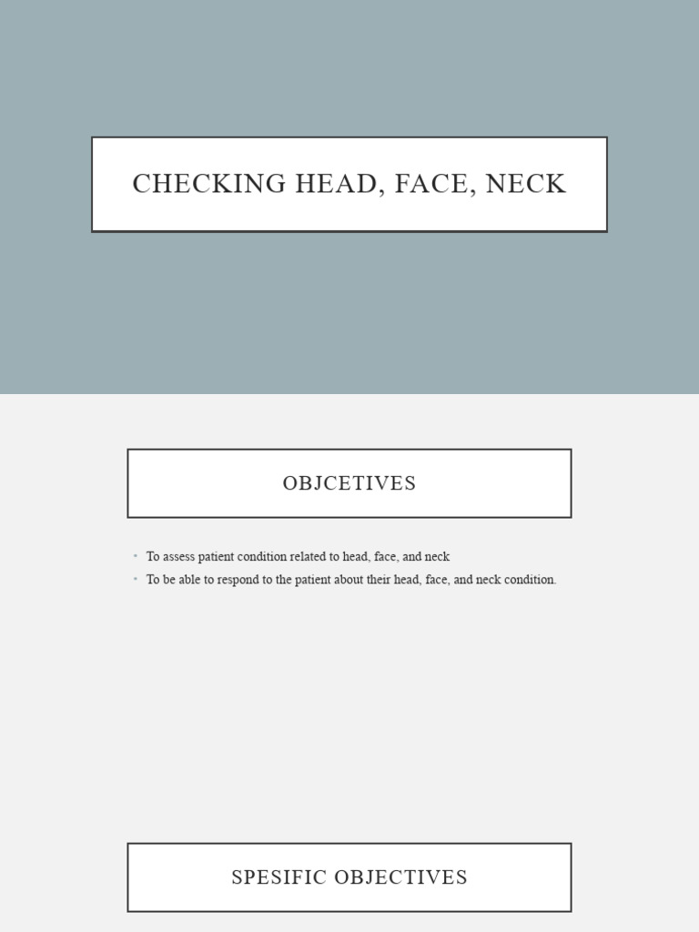 Checking Head, Face, Neck | PDF | Neck | Headache