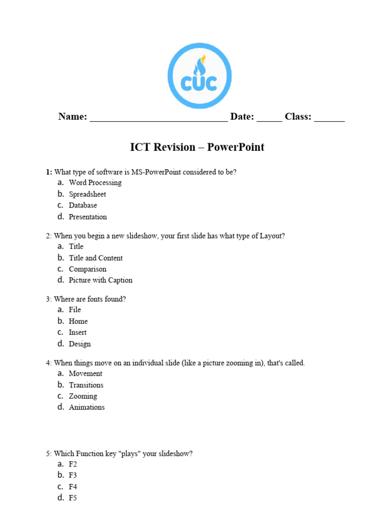 Compilation of Three ICT Quizzes | PDF | Microsoft Power Point | World ...