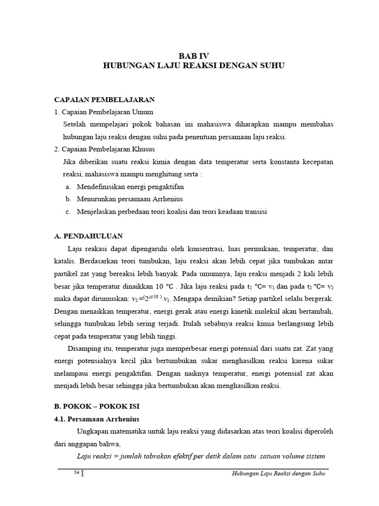 Hub Laju Reaksi DG Suhu (Energi Aktivasi) | PDF | Sains & Matematika