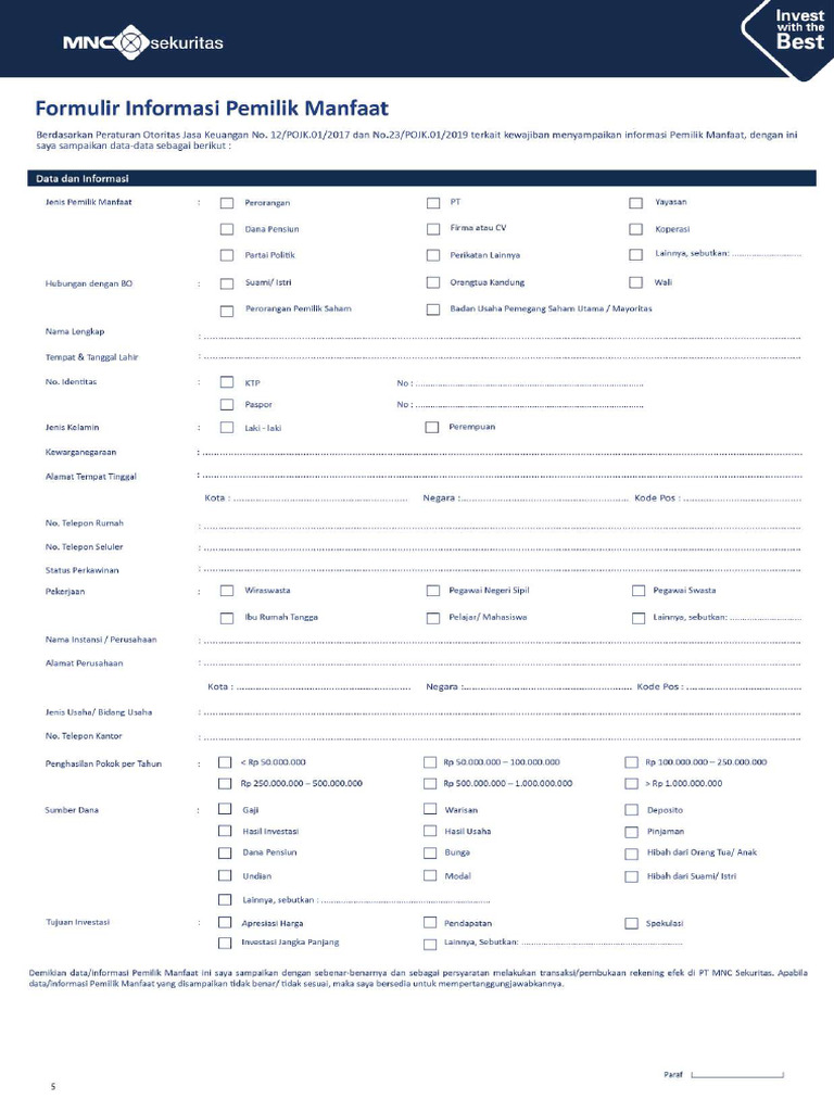 Form Beneficial Owner Individu | PDF