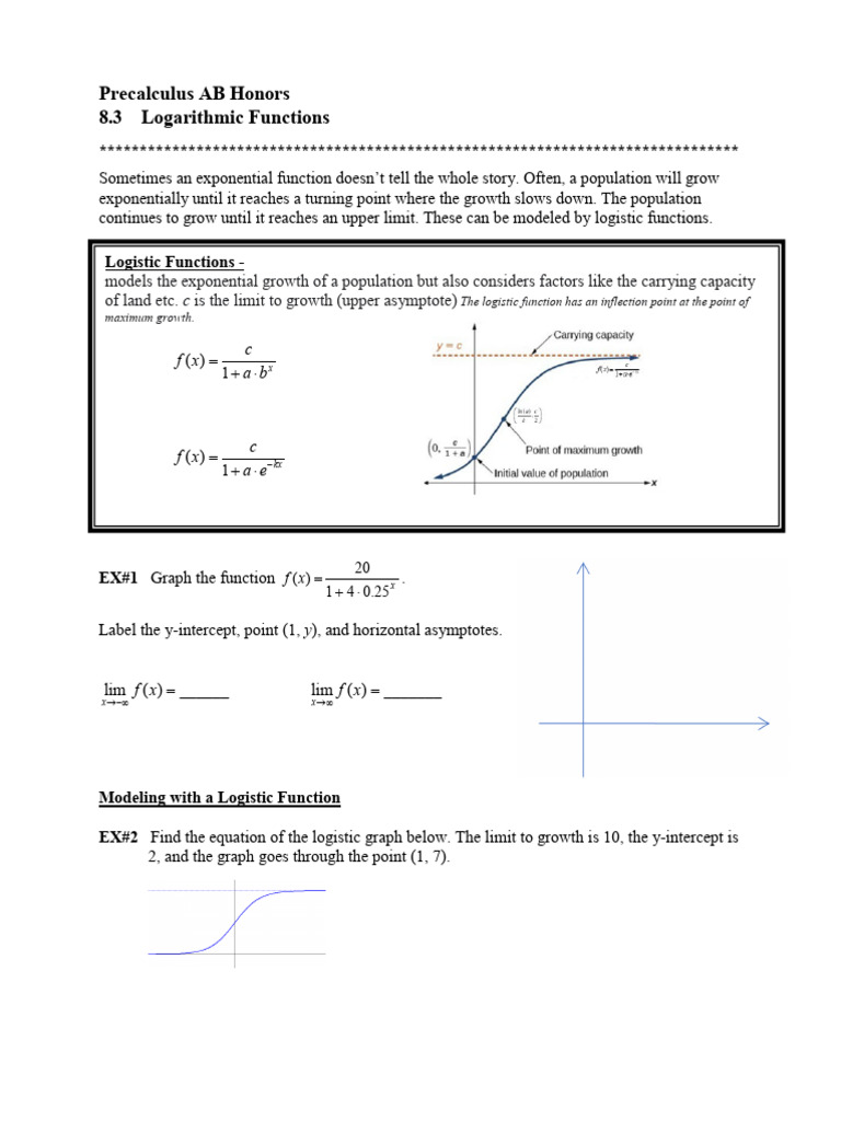 8.3 - Logarithmic Functions | PDF | Logarithm | Logistic Function