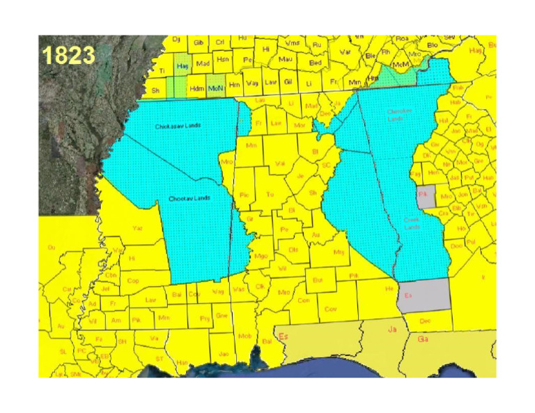 1823 American Deep South (Map of County and Native People Lands) | PDF