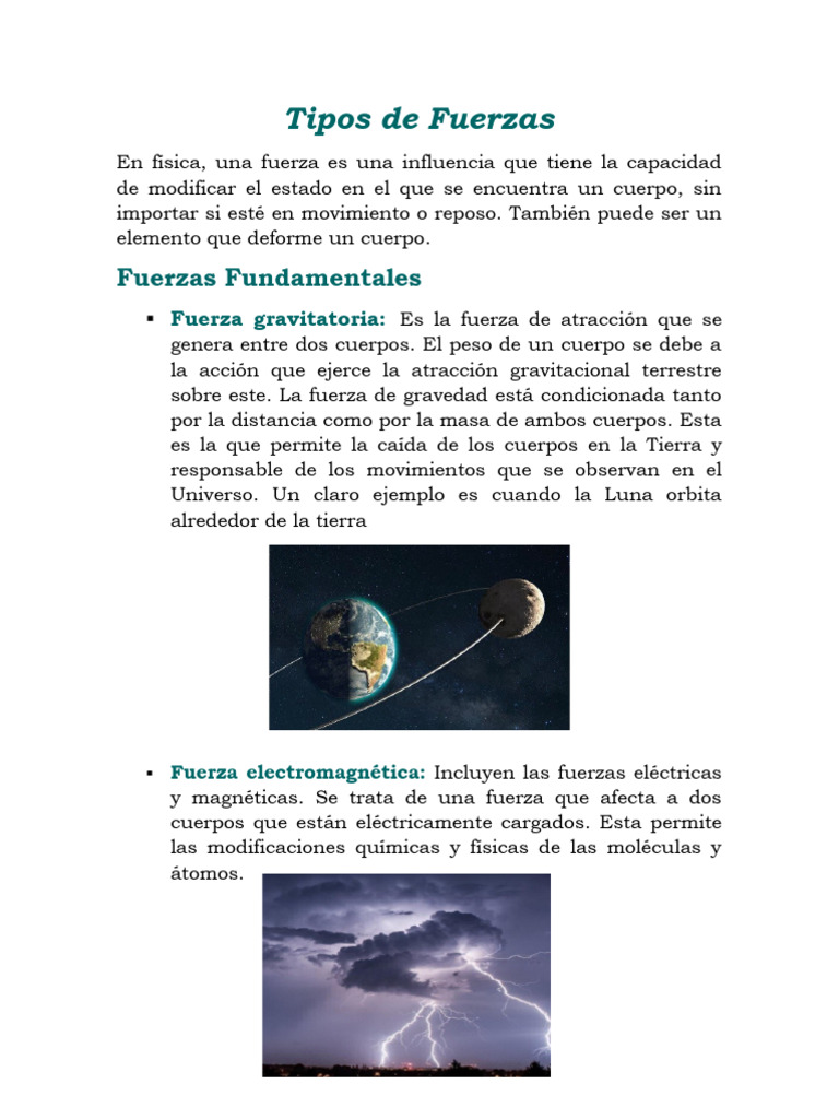 Tipos de Fuerzas | PDF | Fuerza | Interacción fundamental