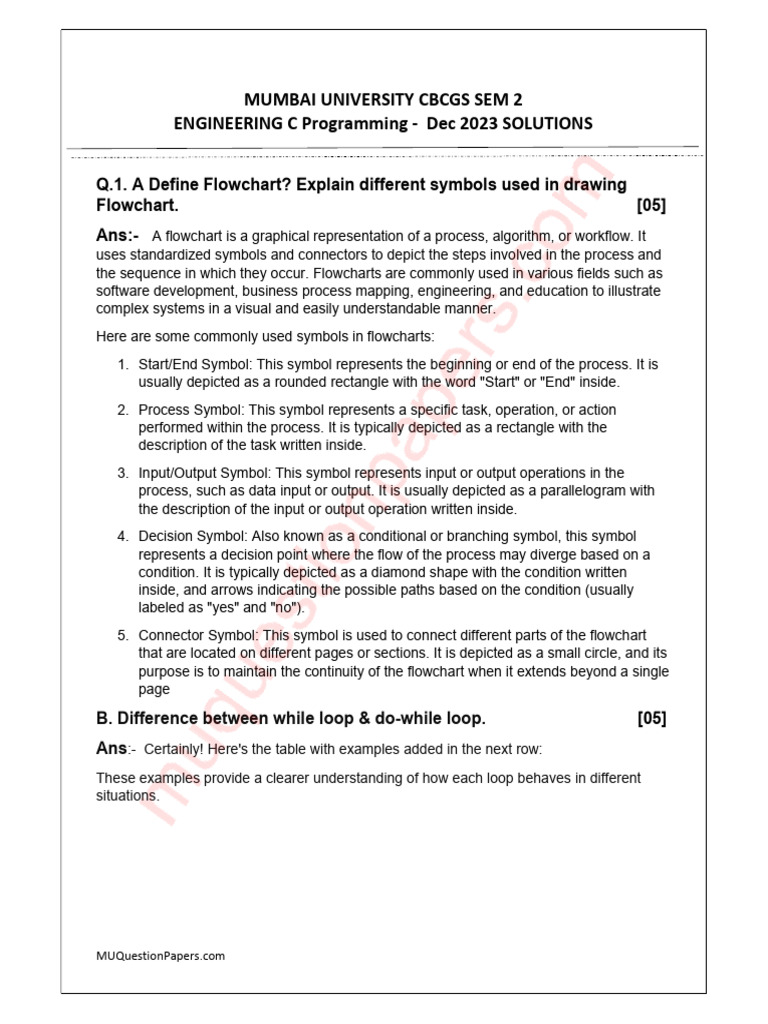 Be - First Year Engineering - Semester 2 - 2023 - December - C Programming Rev 2019c Scheme ...