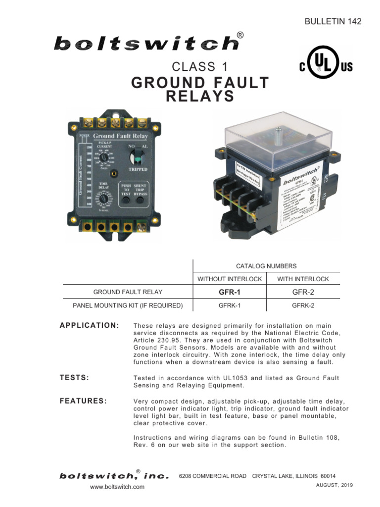 Boltswitch GFR-1 Spec | PDF | Power Engineering | Electrical Components