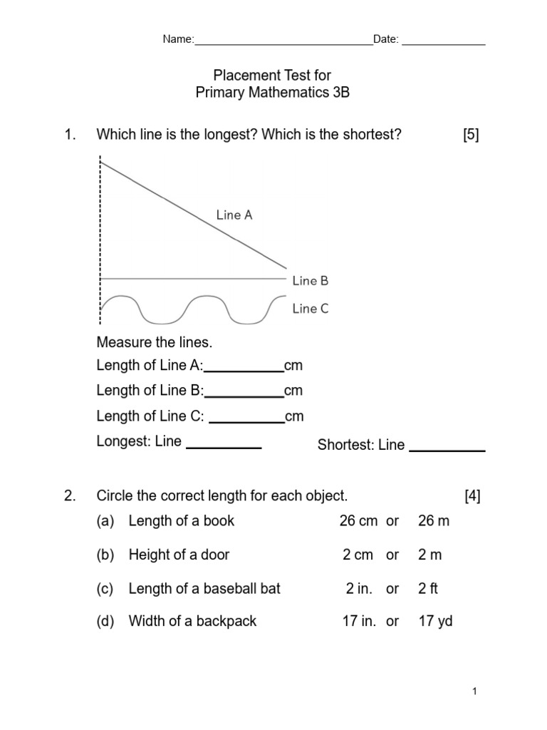 Placement Test 3B | Download Free PDF | Length | Shape