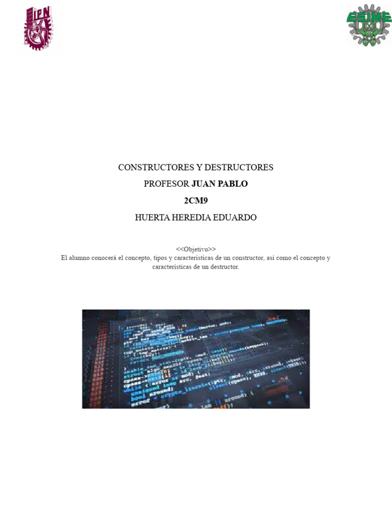 Constructores y Destructores | PDF | Constructor (Programación Orientada a Objetos) | Programación