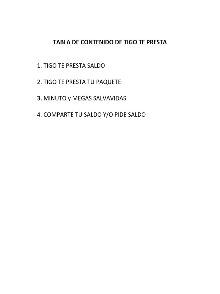 Tigo Te Presta: Saldo y Paquetes | PDF | Tarjeta de débito | Industrias ...